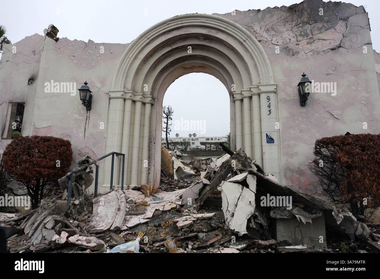 The remains of the Altadena Community Church burned during the Eaton ...