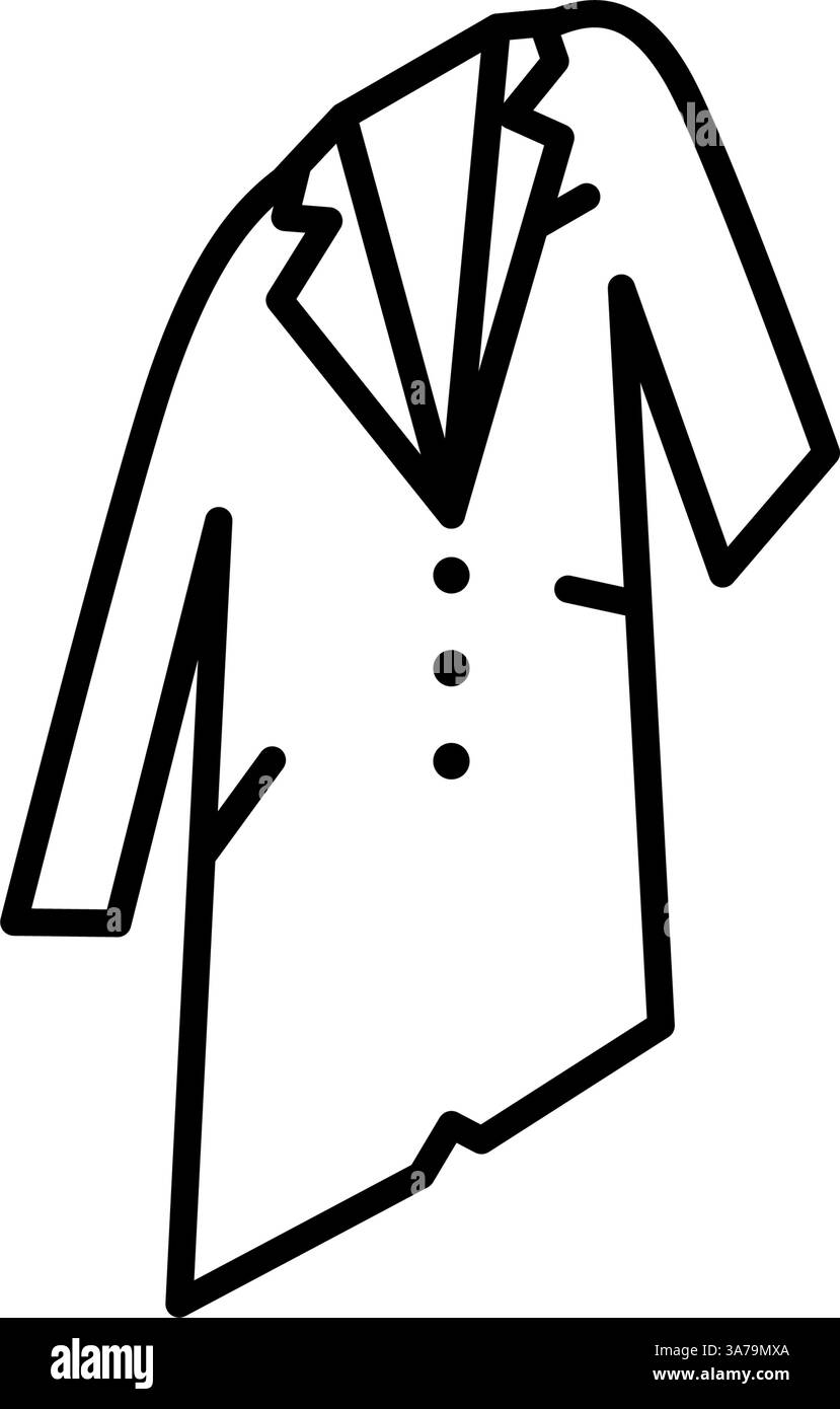 white robe, Clothes simple isometric line drawing icon in black and ...