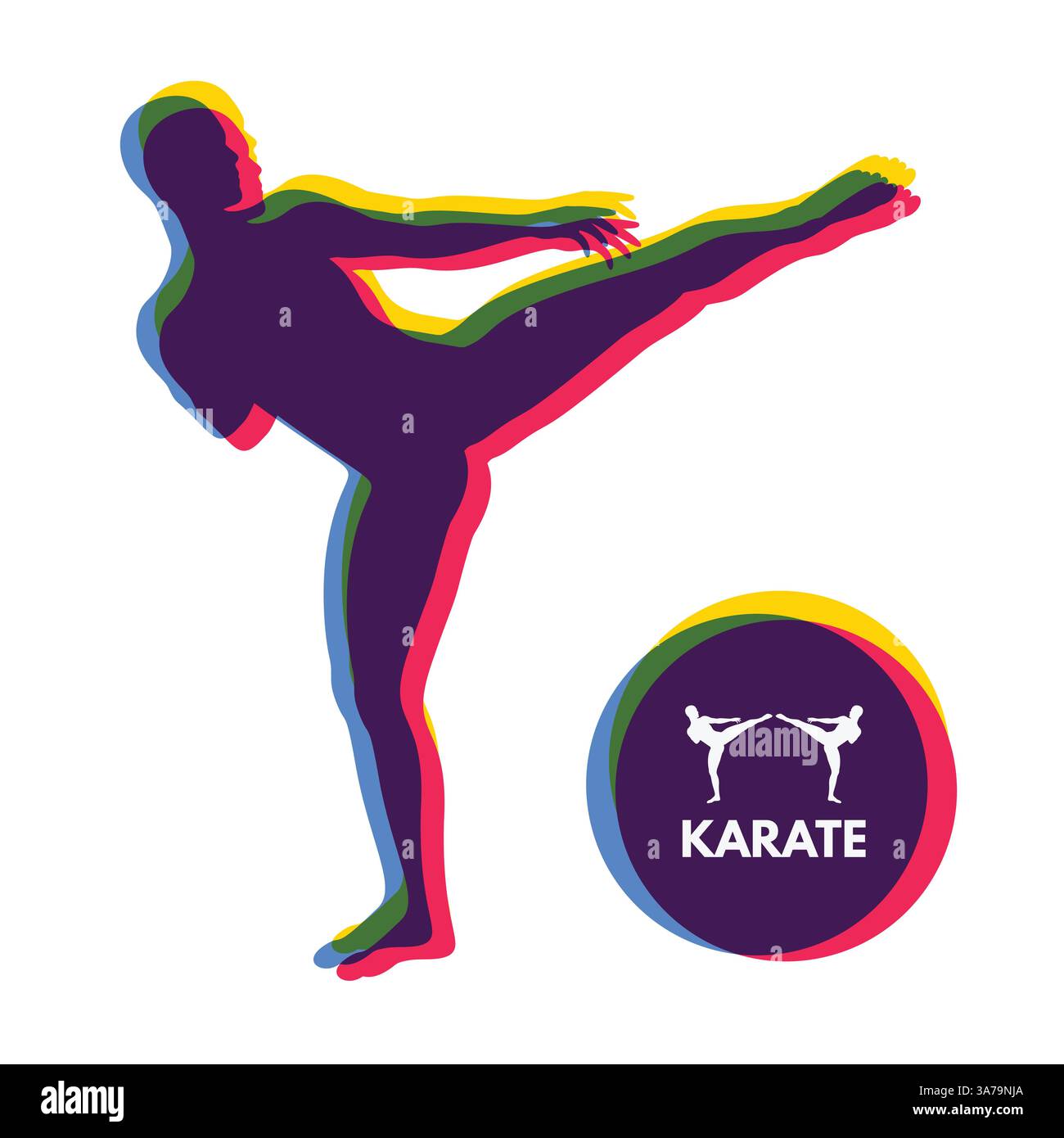 Kickbox fighter preparing to execute a high kick. Silhouette of a ...