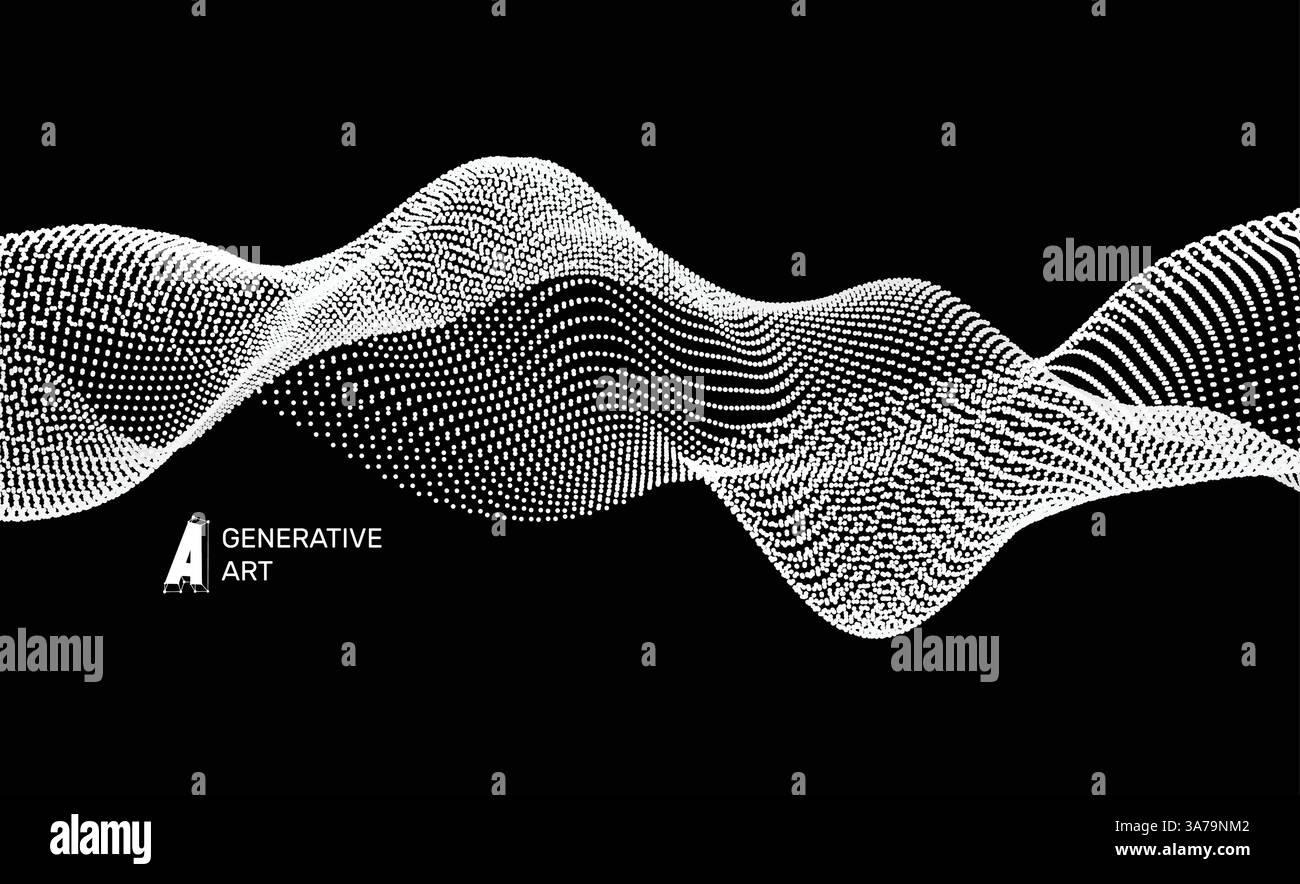 Wave Background. Ripple Grid. Abstract Vector Illustration. 3D ...