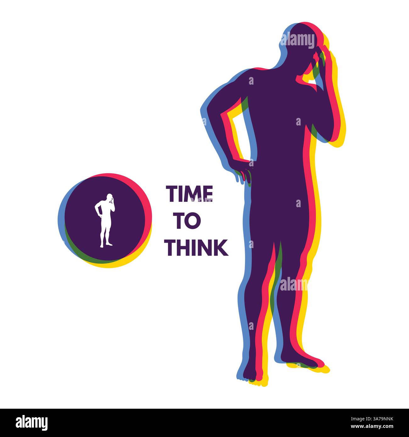 Thinking man. Silhouette of a standing man. Idea concept vector ...