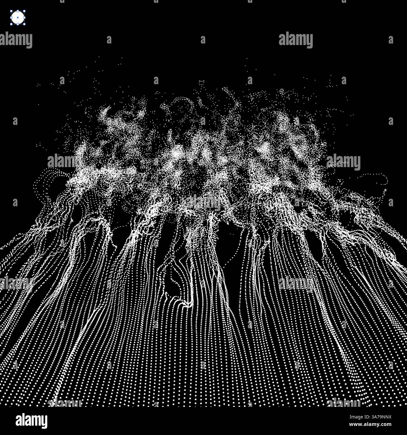Array with Dynamic Emitted Particles. Water Splash Imitation. Abstract Background. Vector ...