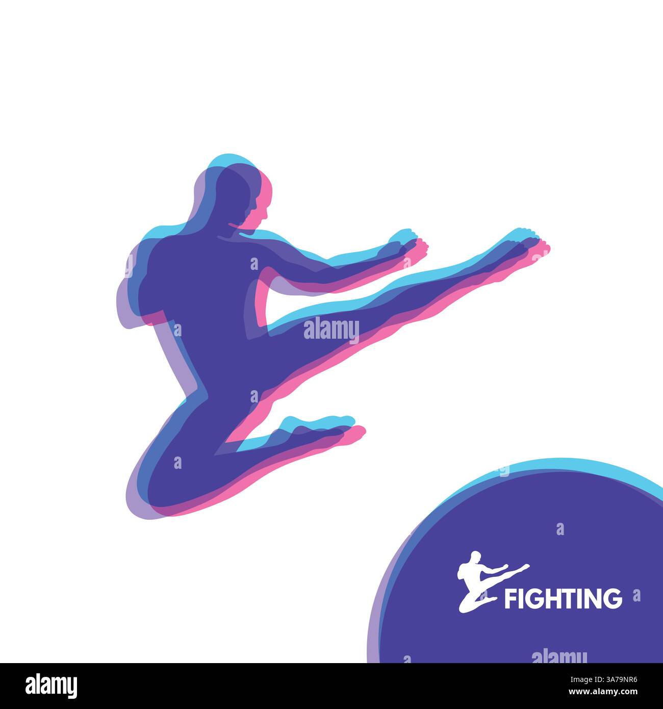 Karate Jump Kick. Fighter. Human Body. Sport Symbol. Design Element ...
