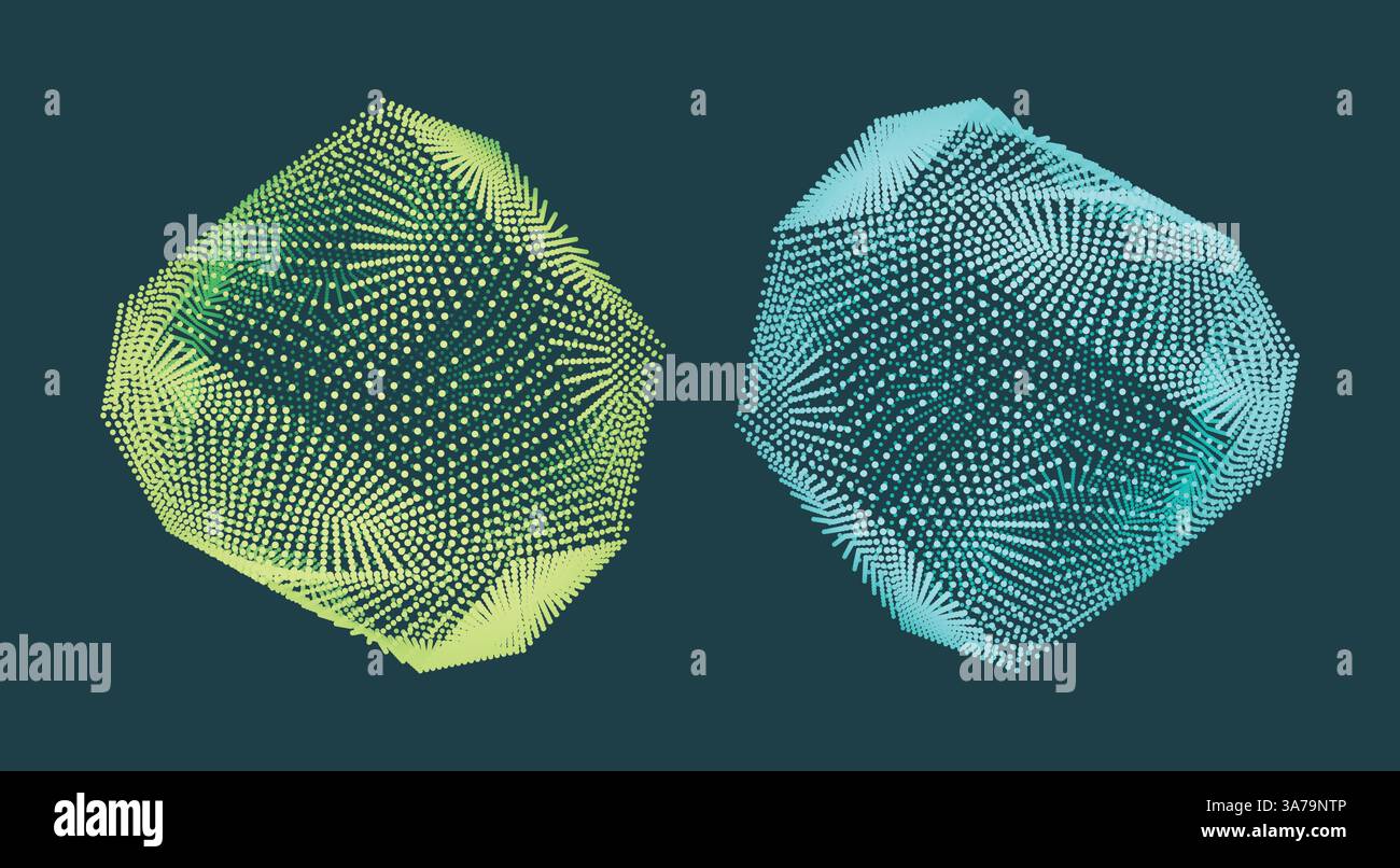 Wireframe Object With Lines And Dots Abstract 3d Connection Structure