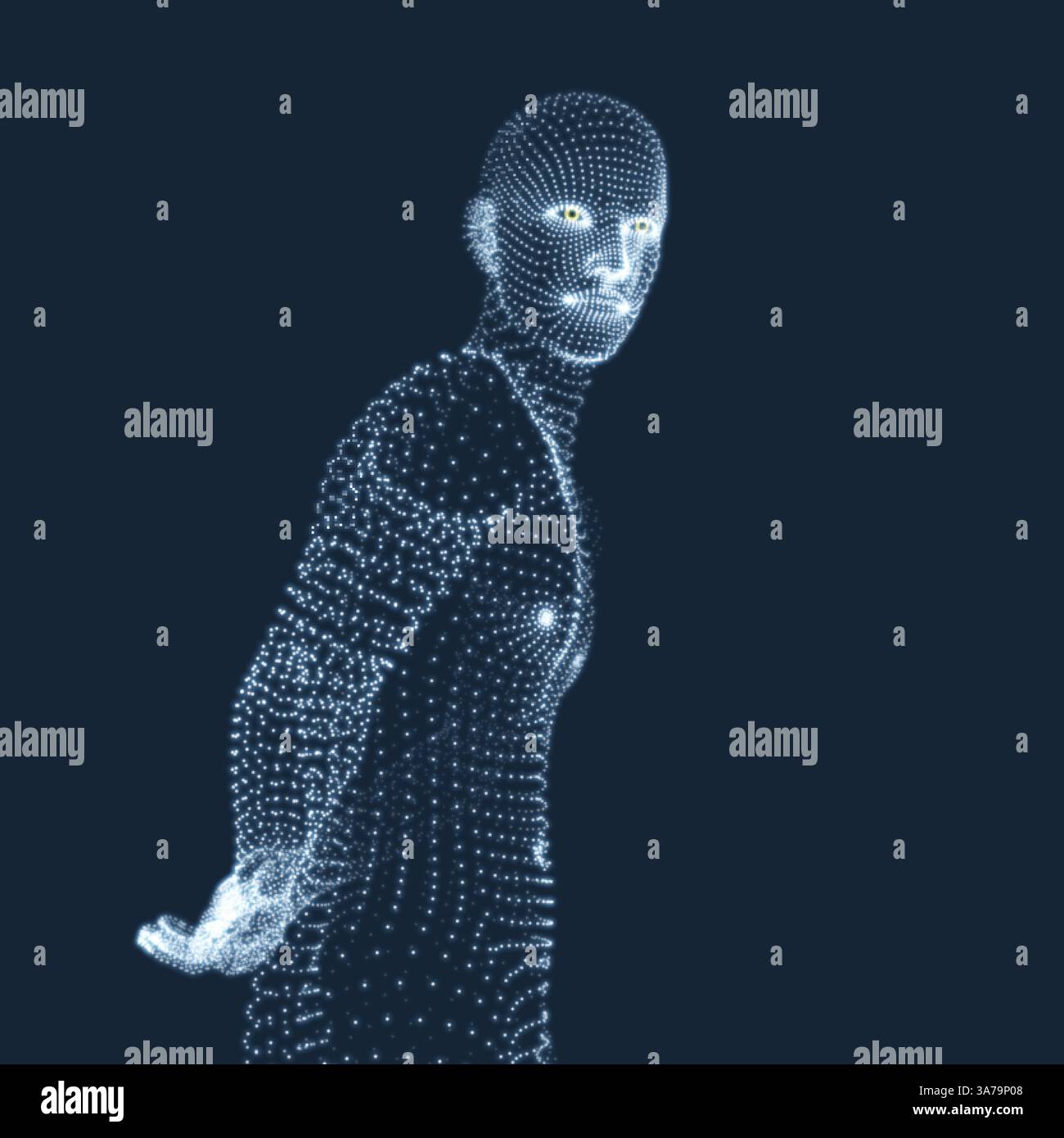 Man in a Thinker Pose. 3D Model of Man. Geometric Design. Business ...