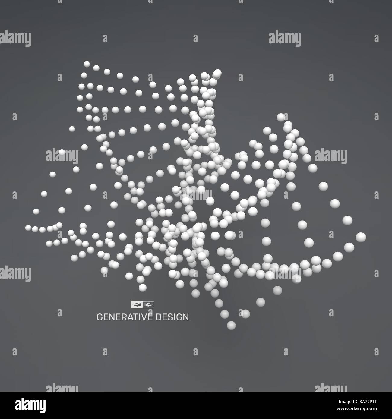 3D sphere composition. Many balls in empty space. Abstract background ...