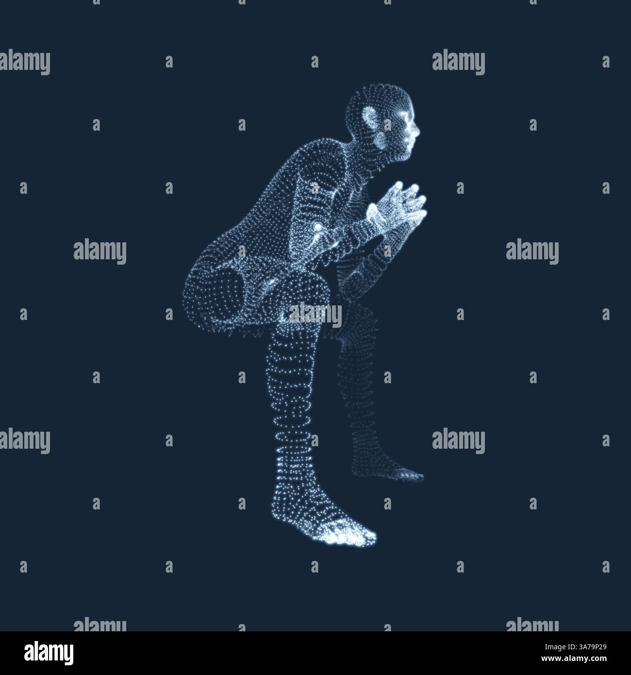 Man in a Thinker Pose. 3D Model of Man. Business, Science, Psychology ...