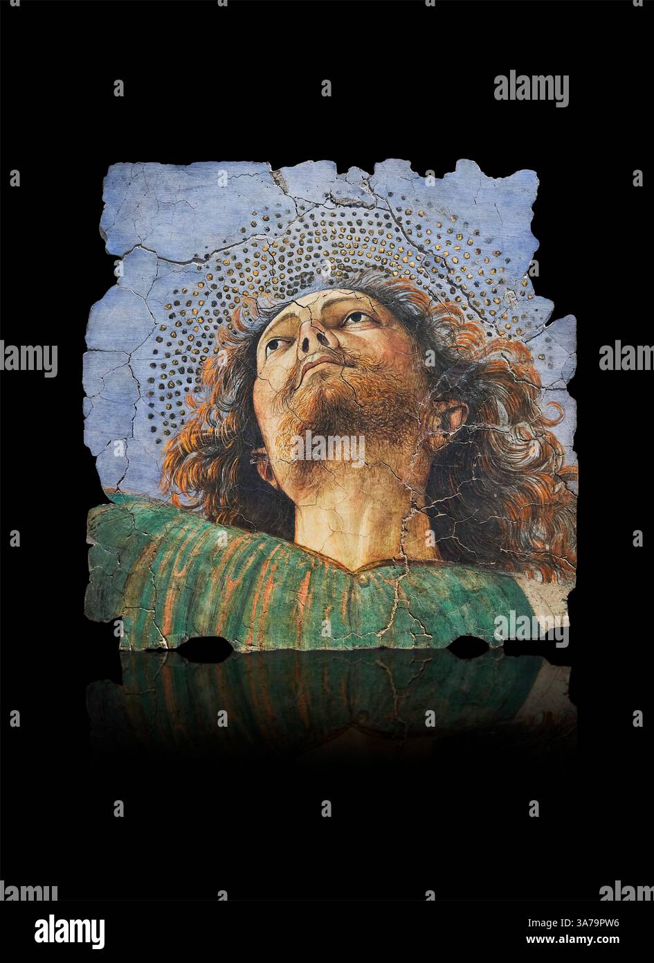 Fragment of a Renaissance apse ceiling fresco depicting an apostle ...