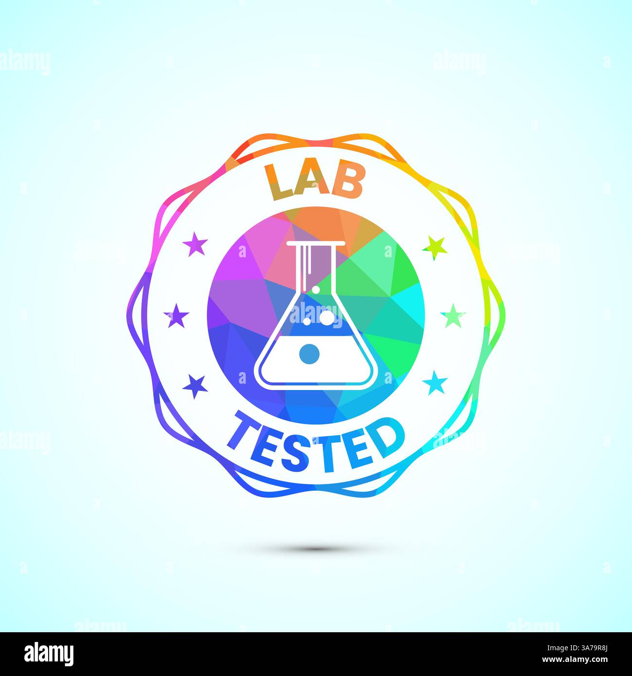 Lab tested icon. Laboratory testing product quality certificate symbol ...