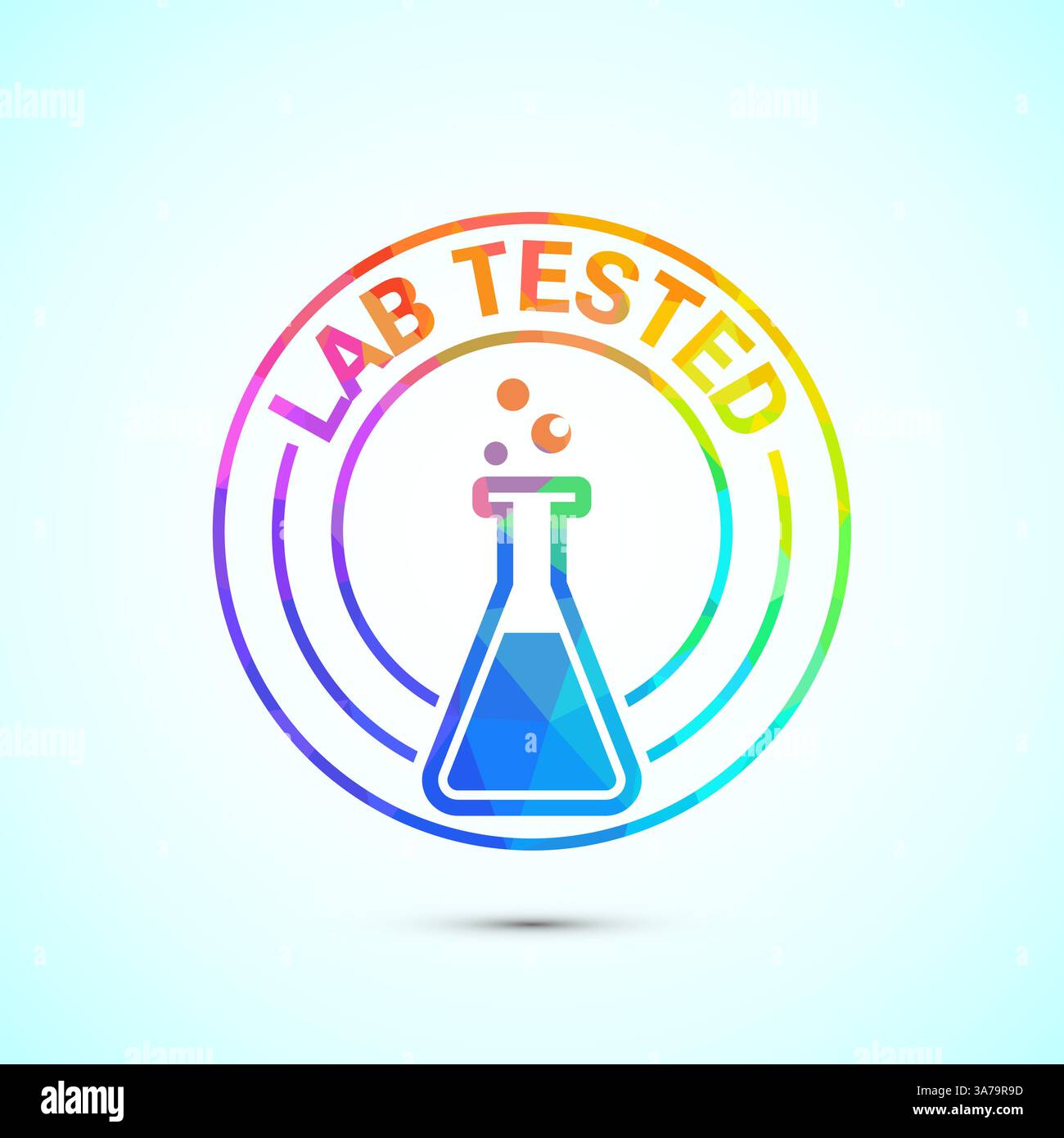Lab tested icon. Laboratory testing product quality certificate symbol ...