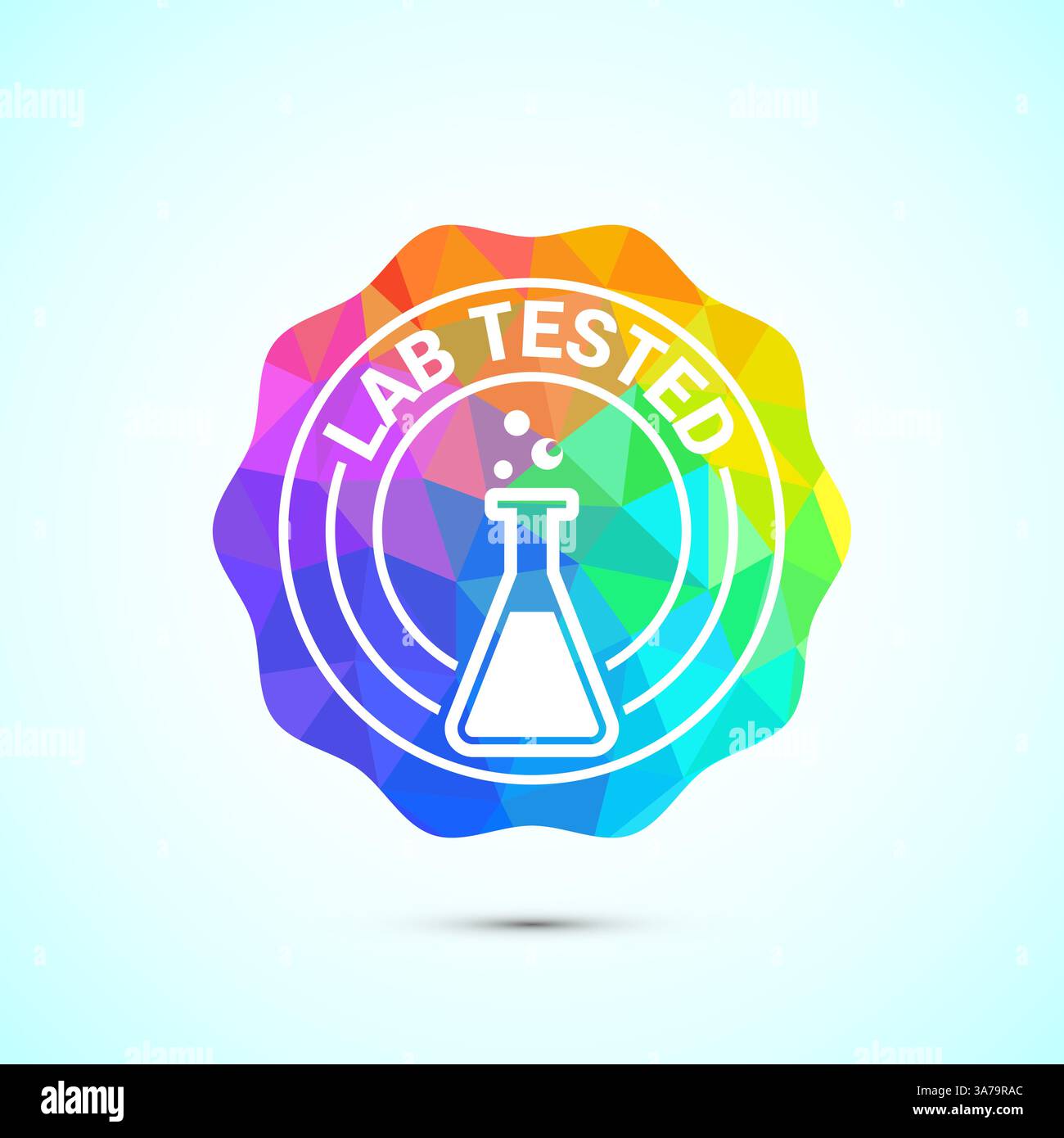 Lab tested icon. Laboratory testing product quality certificate symbol ...