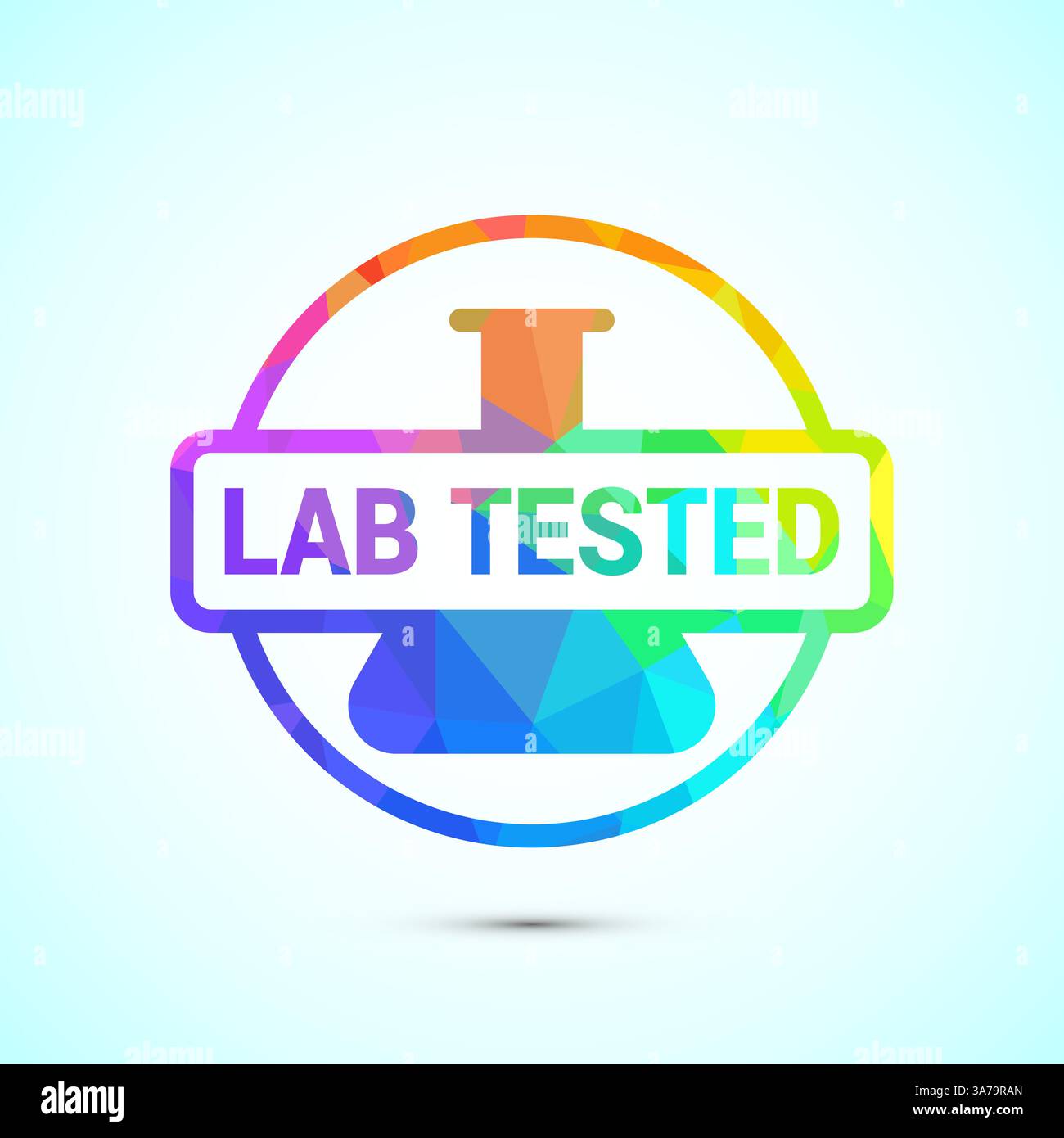 Lab tested icon. Laboratory testing product quality certificate symbol ...