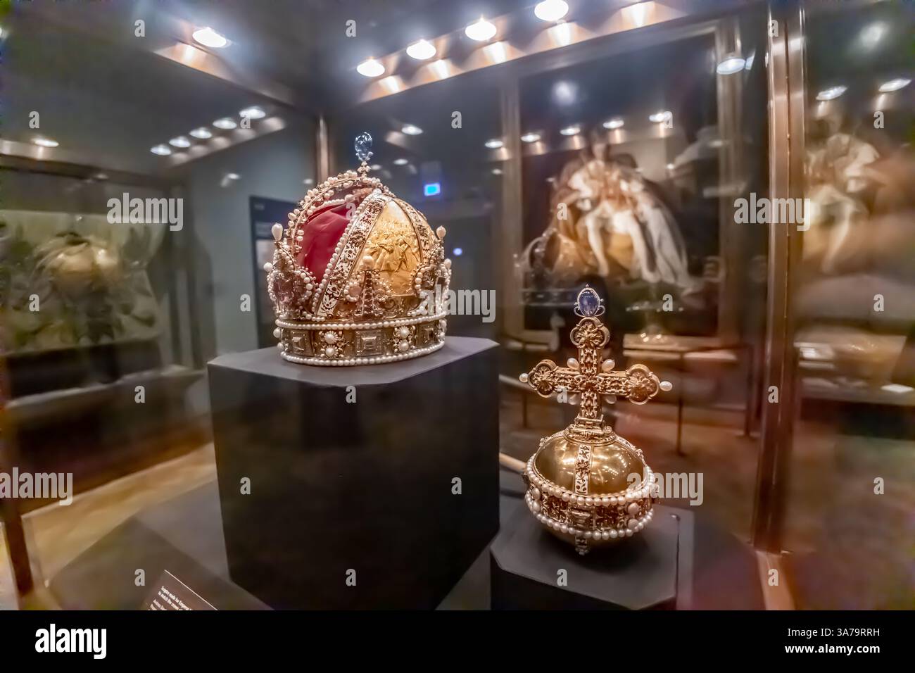 Imperial Treasury Vienna. Vienna’s Hofburg Palace treasure chamber, featuring imperial crowns ...