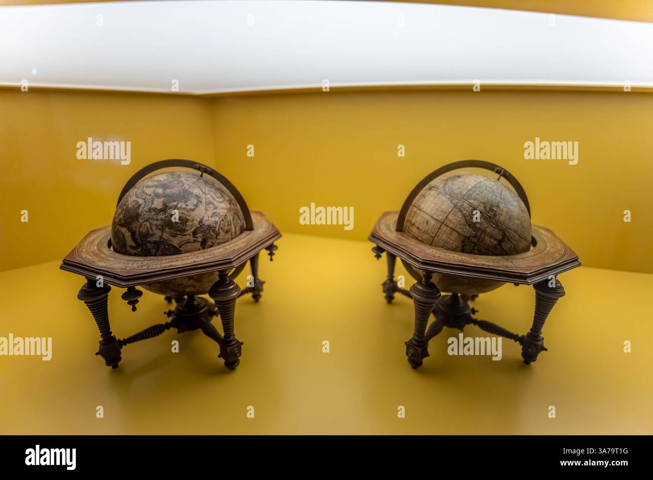 Globe museum of Austrian National Library in Vienna. Ancient globe ...