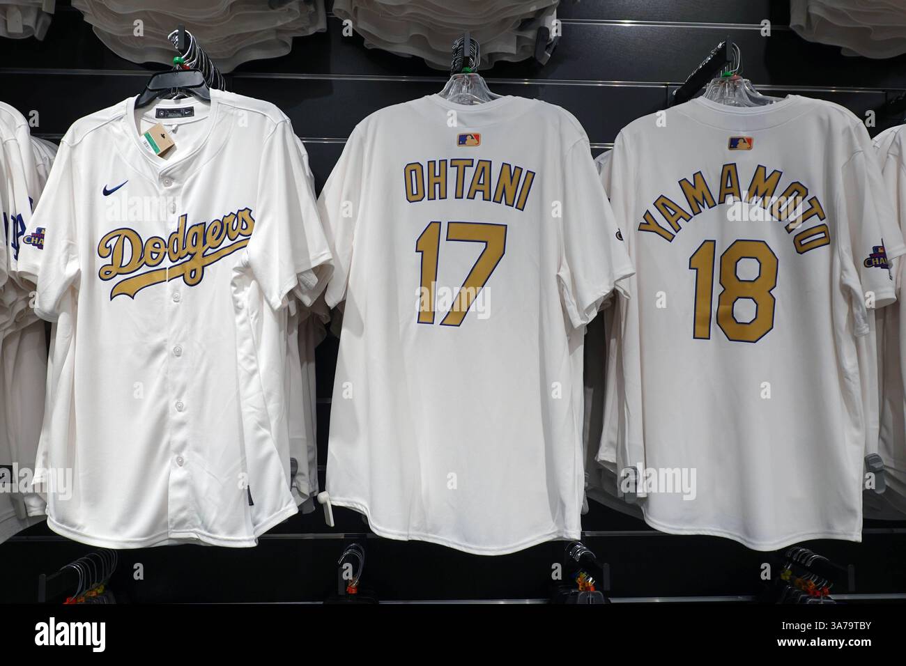 The Los Angeles Dodgers 2025 World Series champion opening day jerseys ...