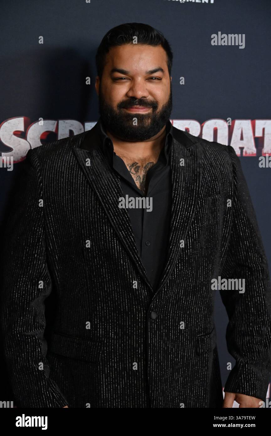 Hollywood, CA USA - March 26, 2025: Adrian Dev attends the premiere of the film Screamboat Stock ...