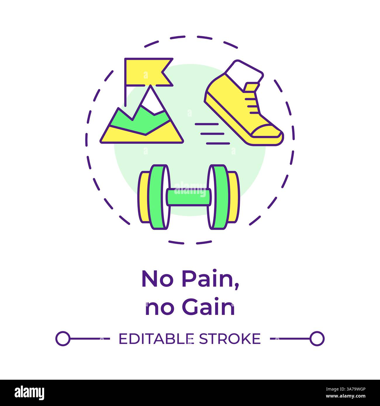 No pain no gain multi color concept icon Stock Vector Image & Art - Alamy
