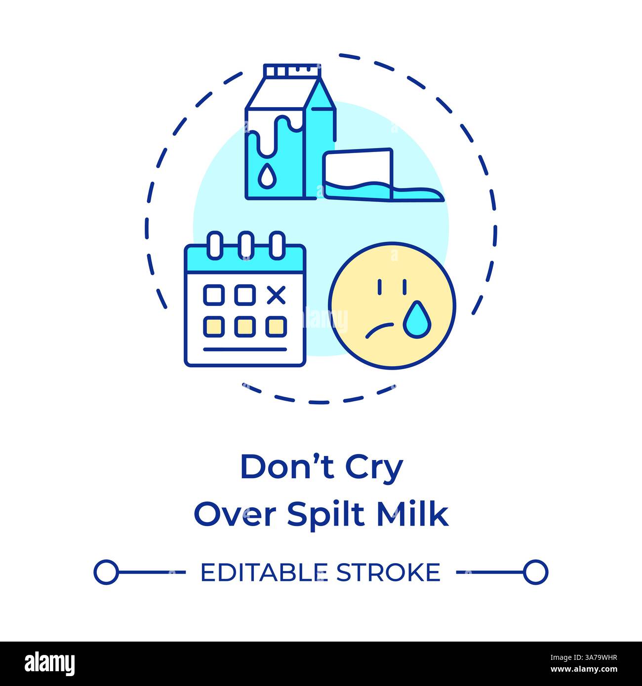 Dont cry over spilt milk multi color concept icon Stock Vector Image ...