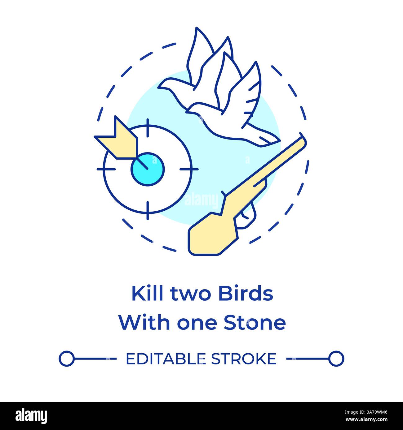 Kill two birds with one stone multi color concept icon Stock Vector Image & Art - Alamy