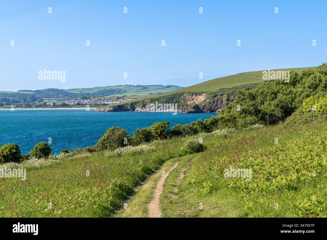 Channel coast and cliffs between Polkerris and Menabilly, Cornwall ...
