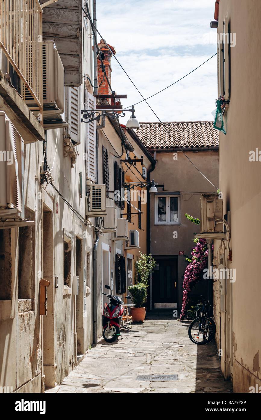 Koper, Slovenia - August 16, 2024: Picturesque street in the center of ...