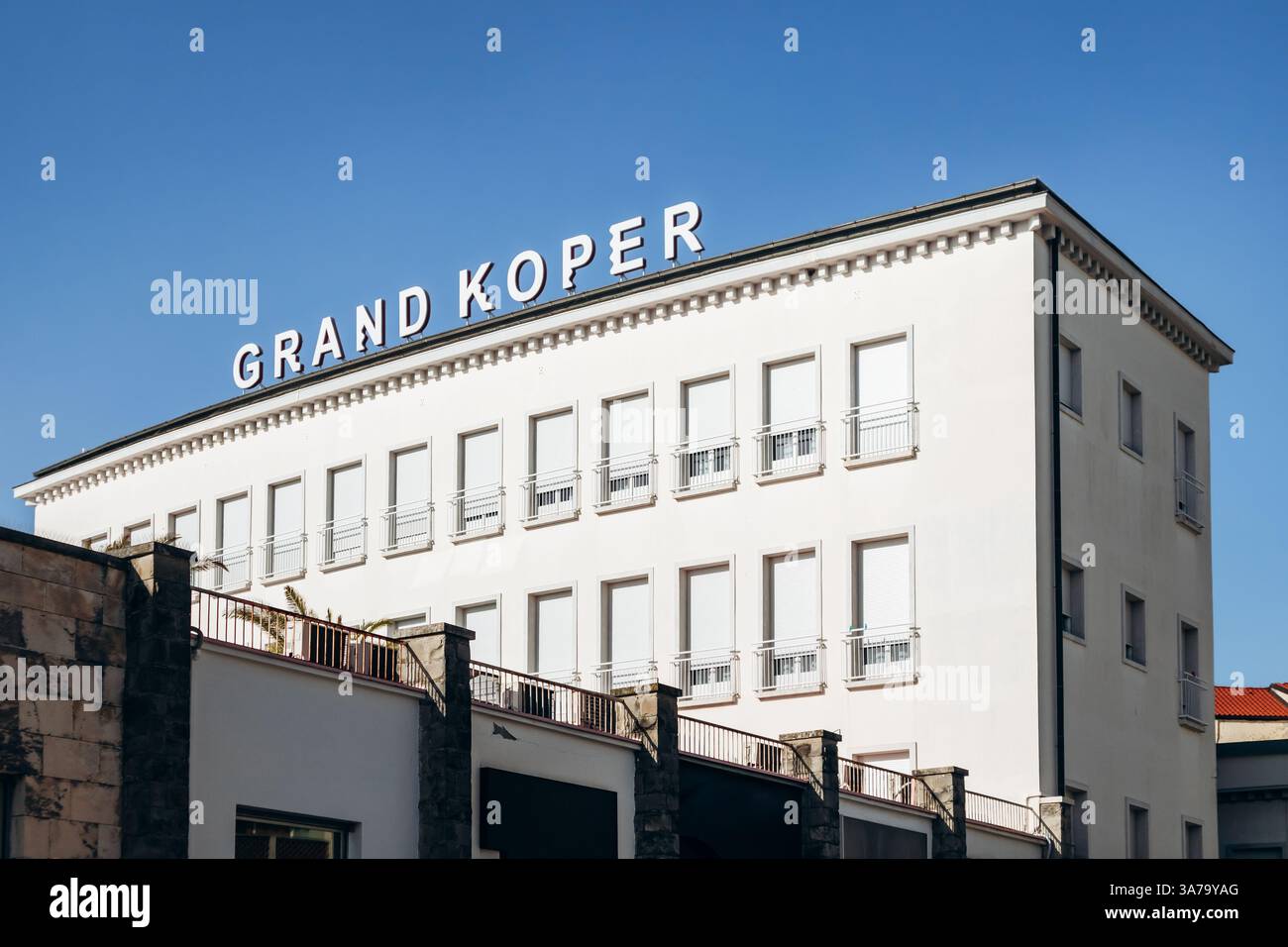 Koper, Slovenia - August 16, 2024: Grand Koper Hotel on the seafront, a ...