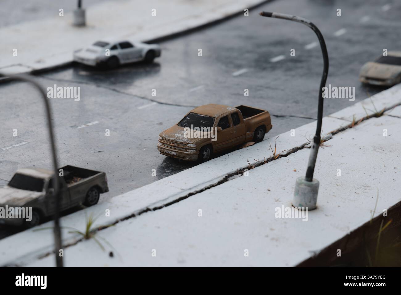 A Realistic and Detailed Model of a City Street Featuring Vehicles and ...