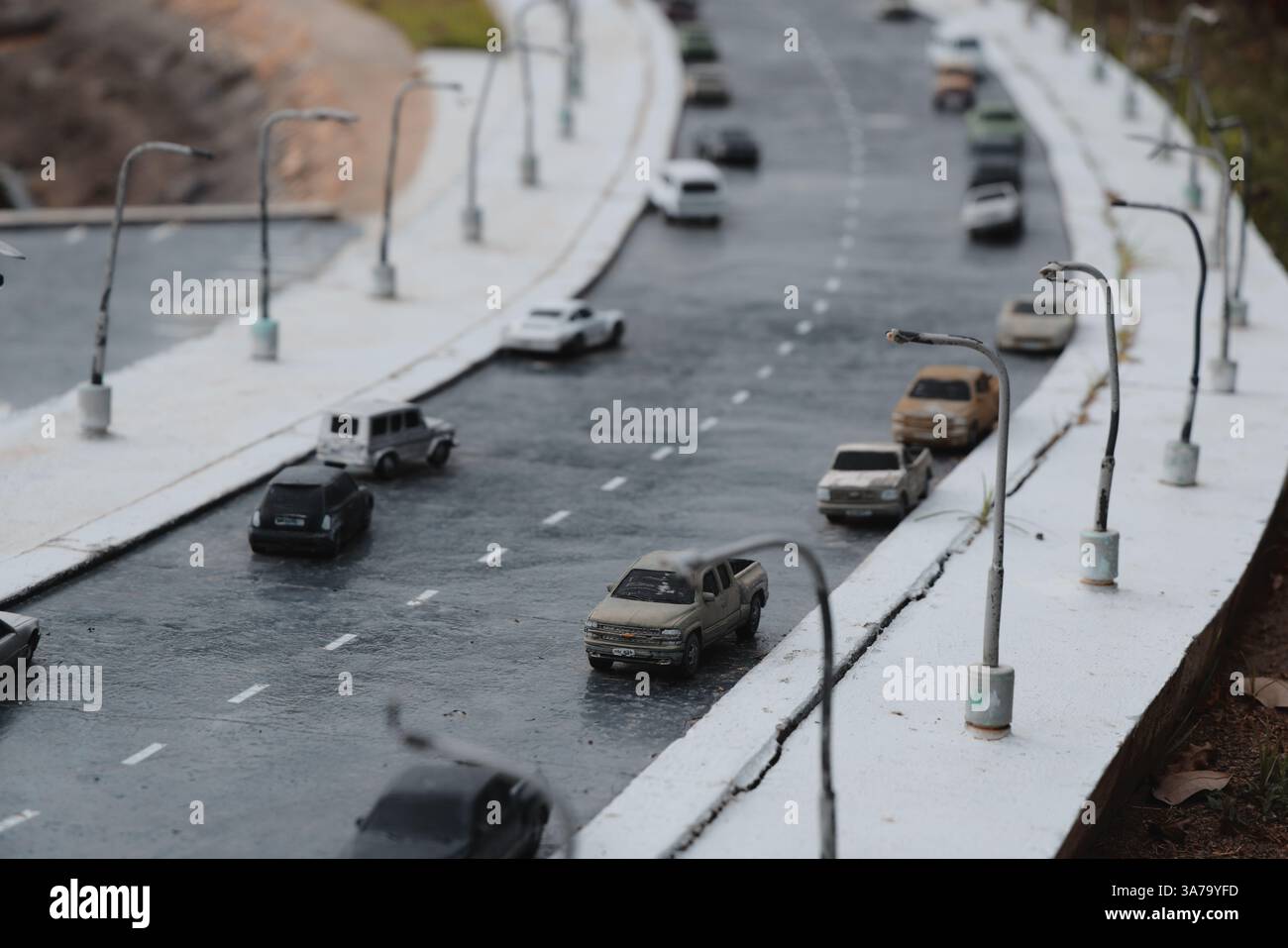 An Intricate and Detailed Model of a Miniature Highway Setup Complete ...