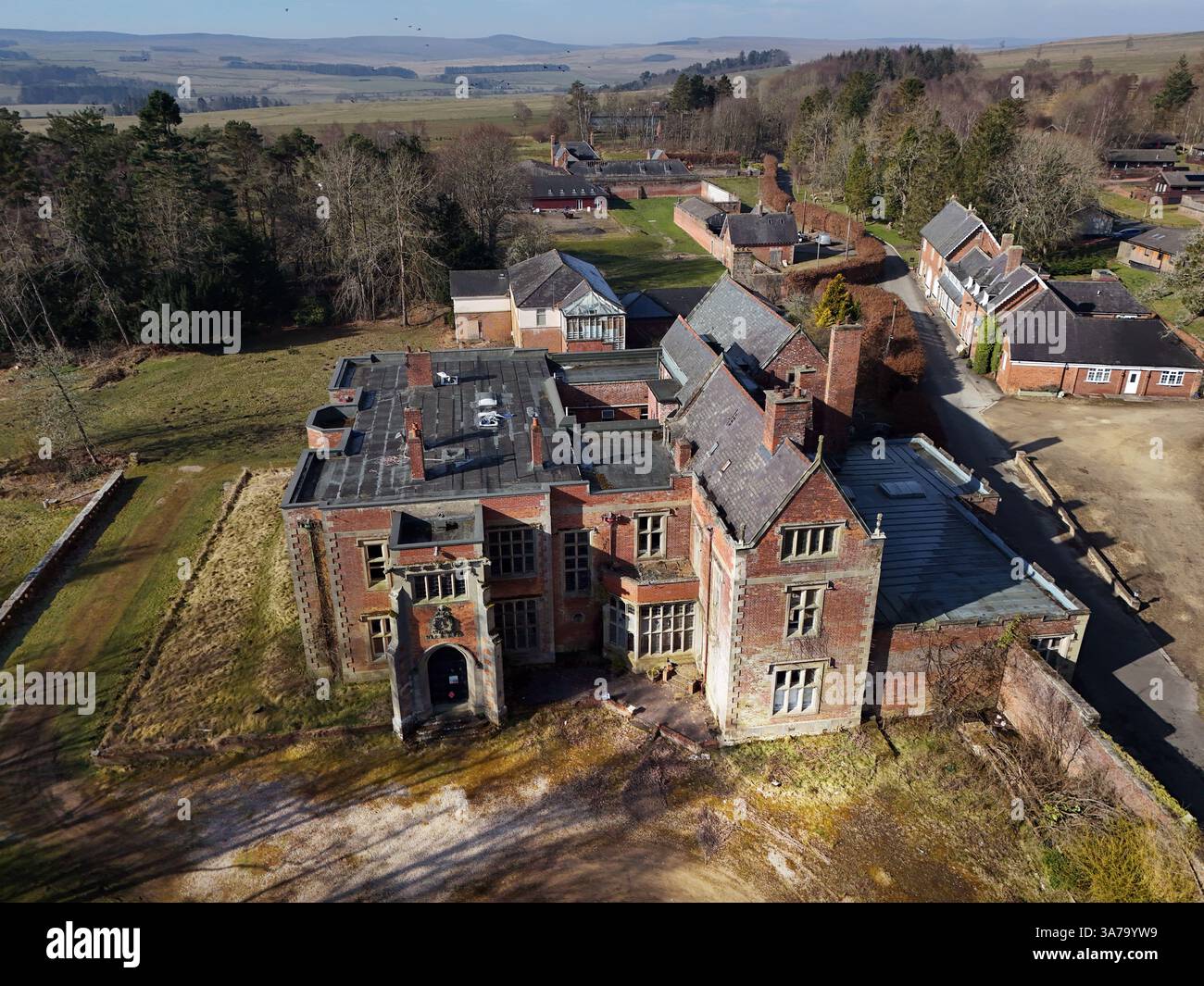 A view of Otterburn Hall, in Northumberland National Park, a Grade II ...