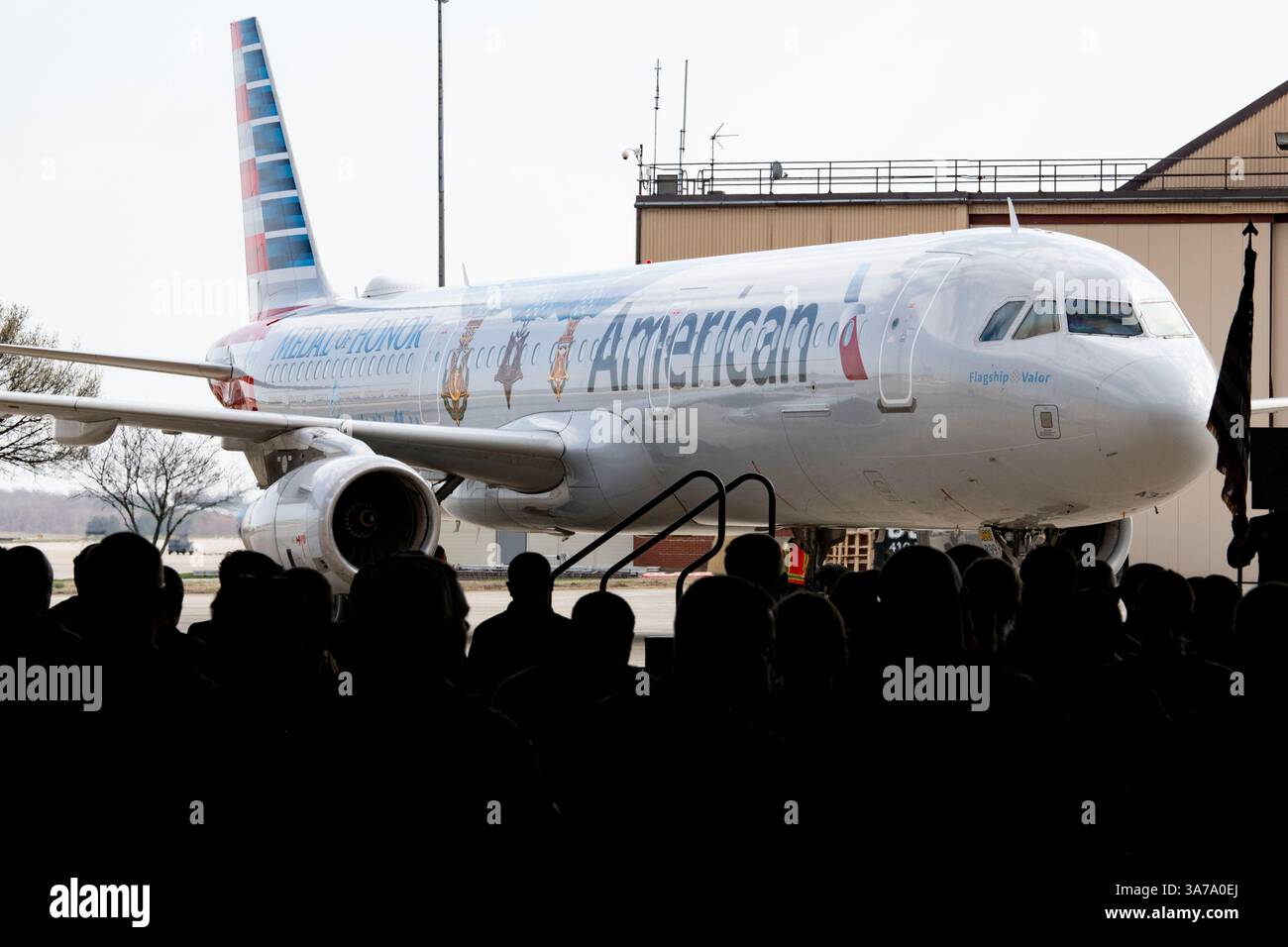 American Airlines “Flagship Valor,” an Airbus A321 aircraft with a ...