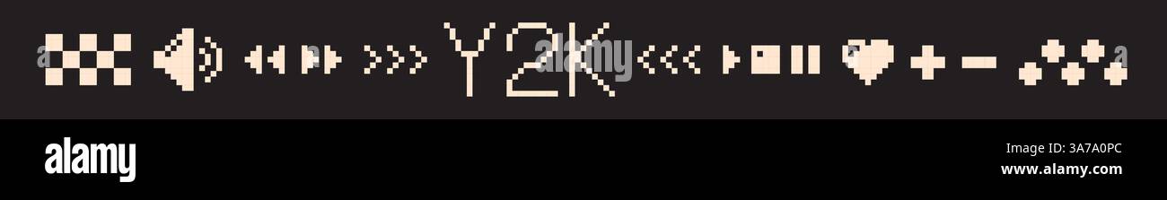 Pixel game art Y2K elements. 8 bit retro style user interface icons Stock Vector Image & Art - Alamy
