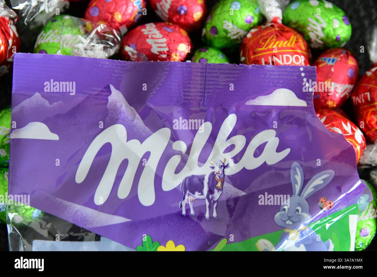 In this photo illustration, Milka chocolate bag is seen displayed ...