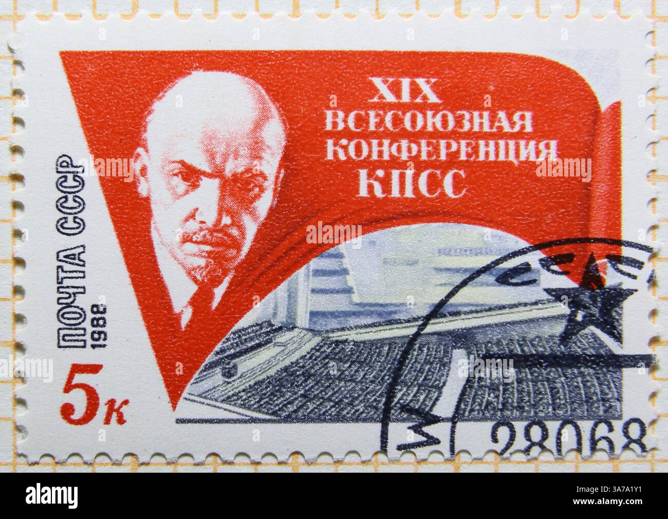 ISTANBUL, TURKEY - JANUARY 03, 2021: Soviet Union stamp shows 19th All ...