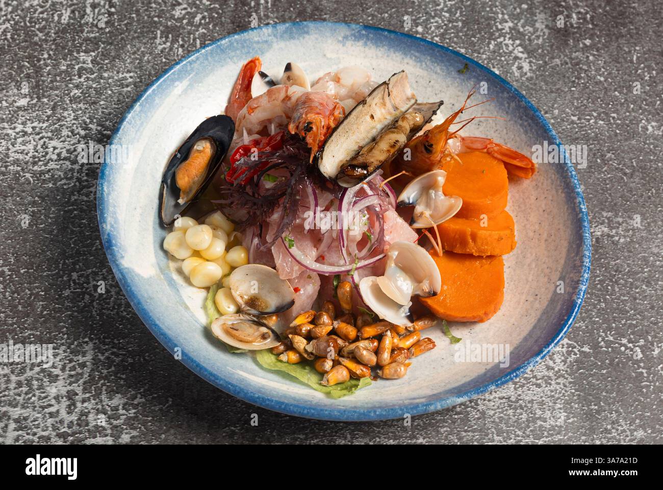 Fresh ceviche, a traditional peruvian dish, bursting with flavor from a ...