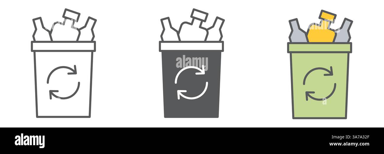 Plastic recycling waste icon collection, recycle and ecology, plastic ...