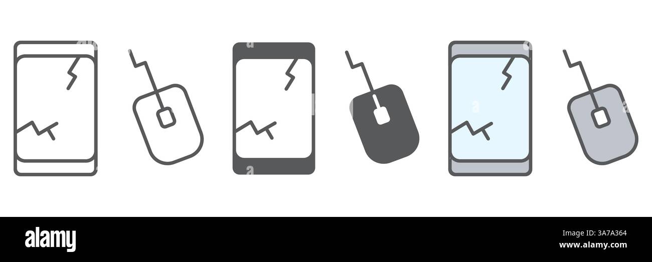 E-waste icon collection, recycle and mouse, electronic waste vector ...