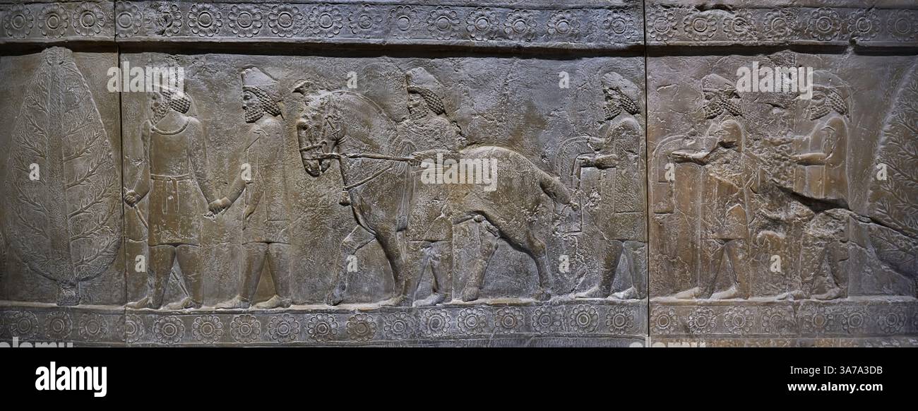 Ancient Persian Achaemenid bas relief sculpture panel depicting a ...