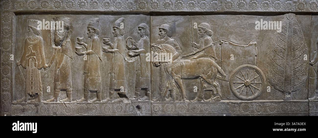 Ancient Persian Achaemenid bas relief sculpture panel depicting a ...