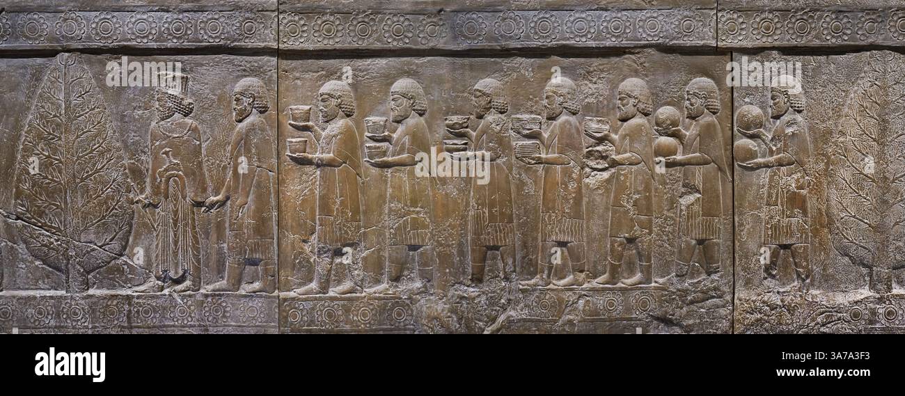 Ancient Persian Achaemenid bas relief sculpture panel depicting a ...