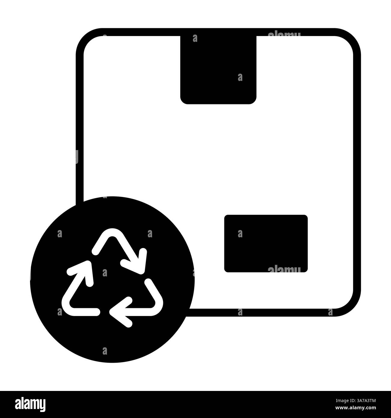 Recycling arrow on carton box, vector design of parcel recycling in ...