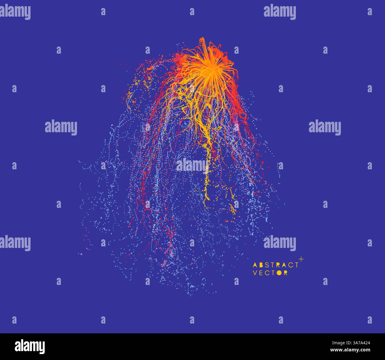 Array with dynamic particles. 3d futuristic technology style. Abstract ...