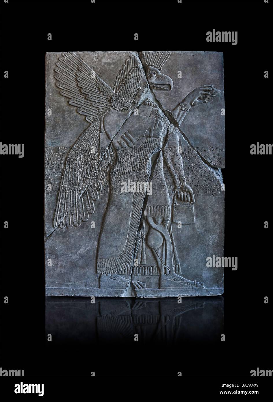 Ancient Neo Assyrian alabaster palace relief sculpture depicting Niroch ...