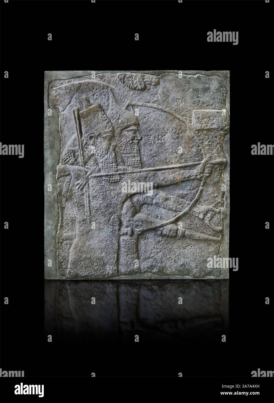 Ancient Neo Assyrian alabaster palace relief sculpture depicting king ...