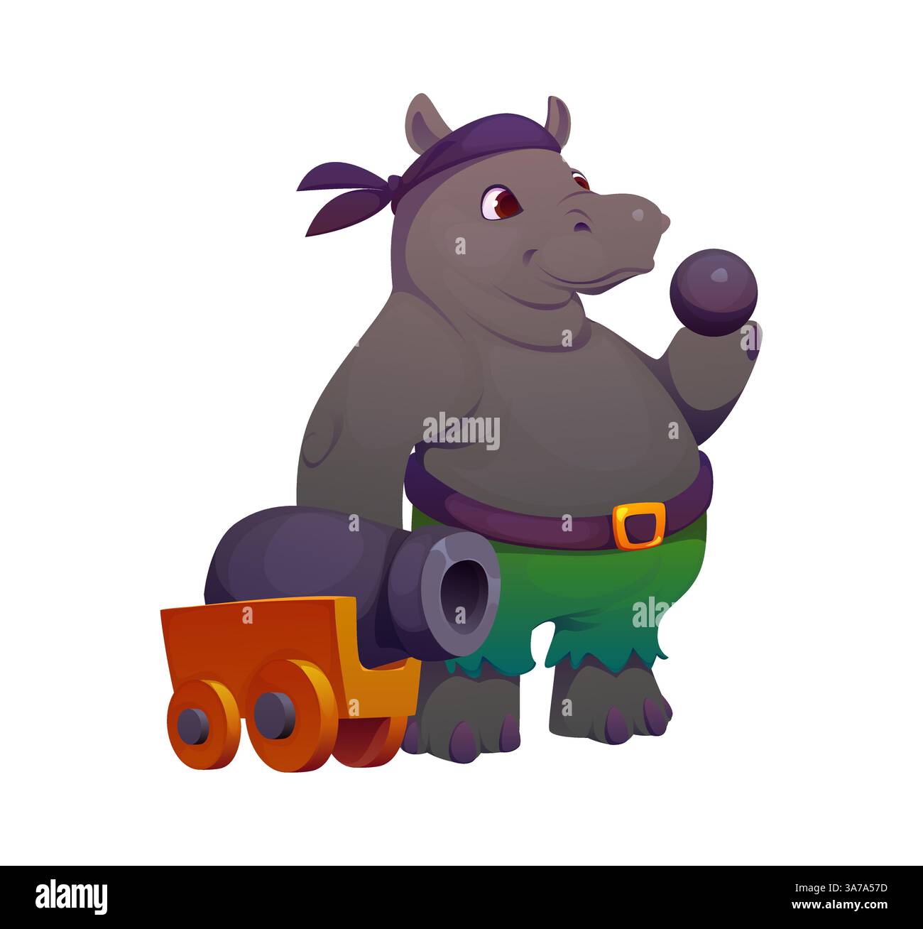 Cartoon hippo animal pirate and corsair character clad in sailor ...