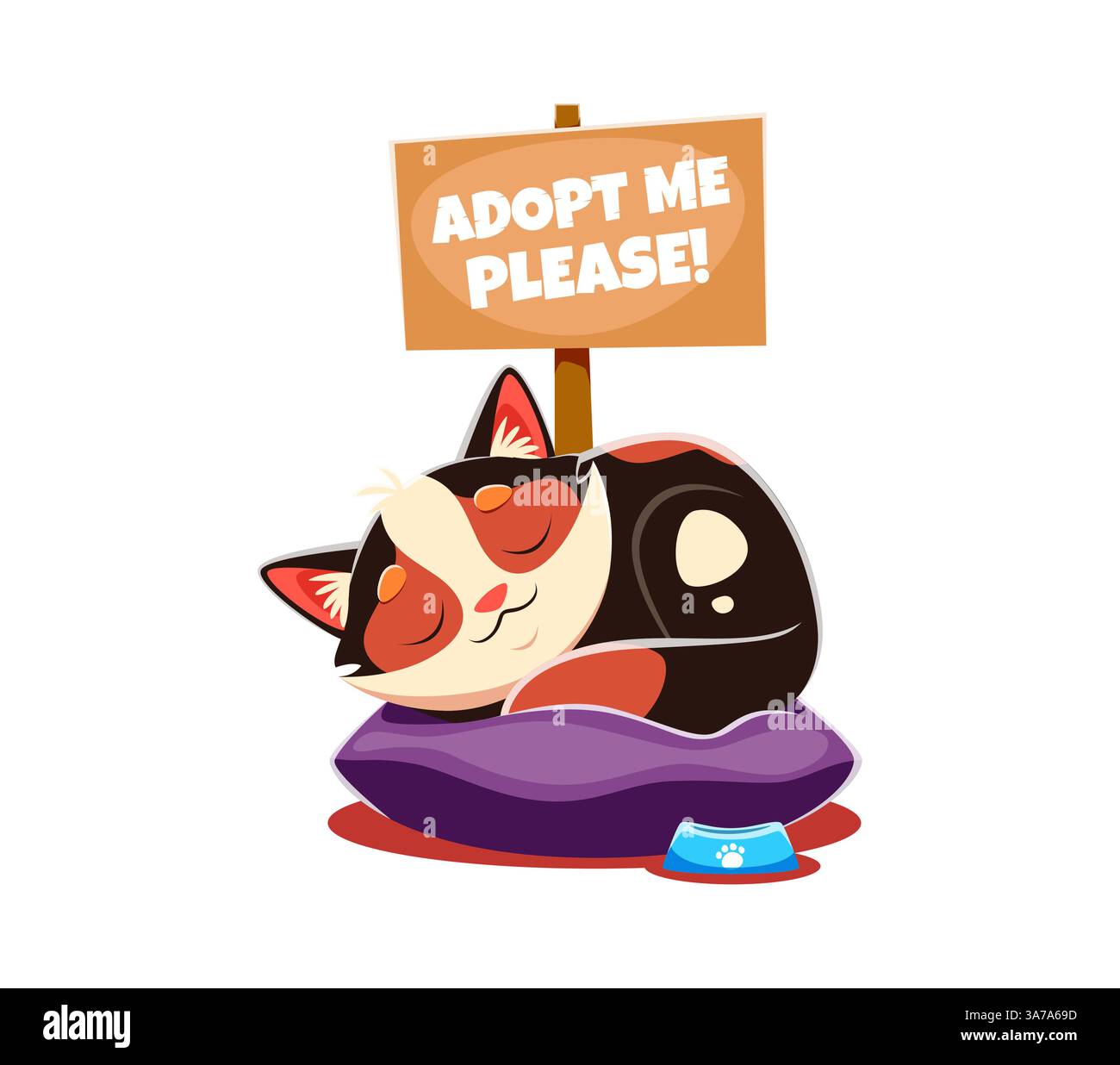 Adopt a cat promotion, animals adoption distribution fair. Vector cute ...