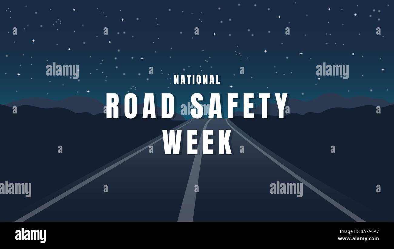 National Road Safety Week Poster Flat Vector Illustration Stock Vector ...