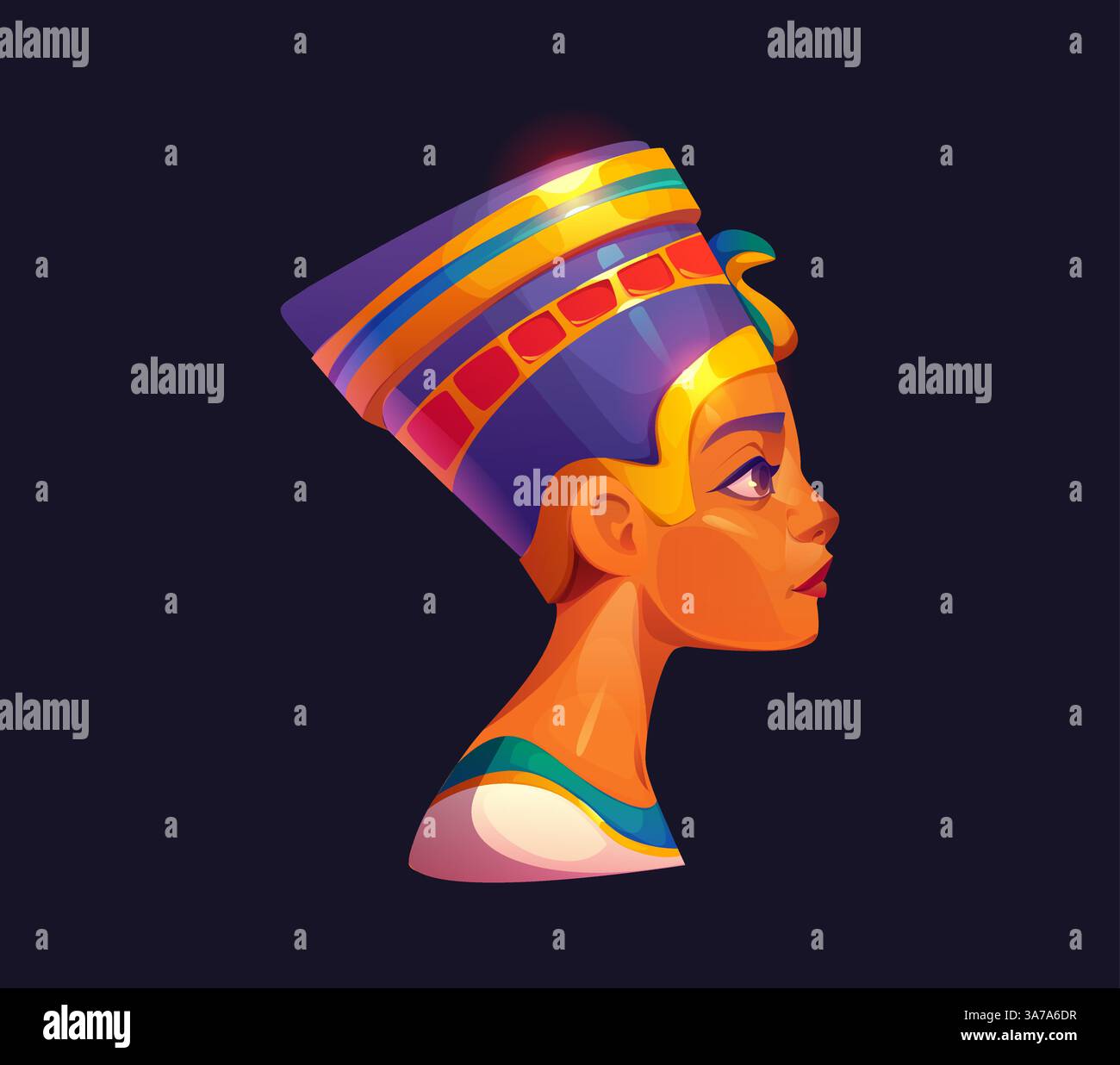 Egyptian queen in profile, ancient Egypt game icon, treasure asset ...