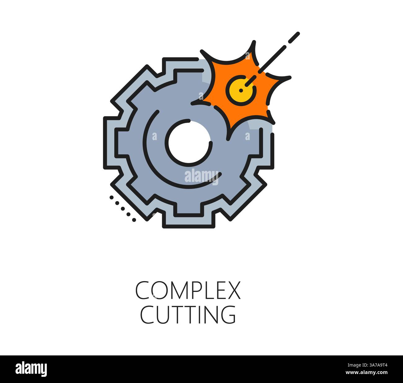 Complex cutting line icon, featuring a laser beam cutting through a ...