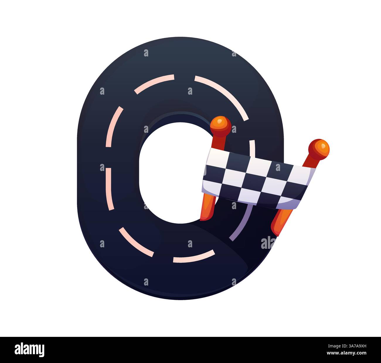 Car racing competition font racing track digit 0 zero. Automobile race ...