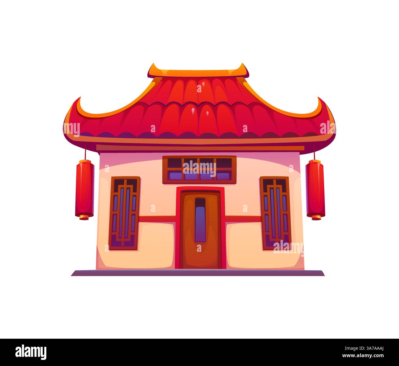 Cartoon Asian building, Chinese or china town house. Isolated vector ...